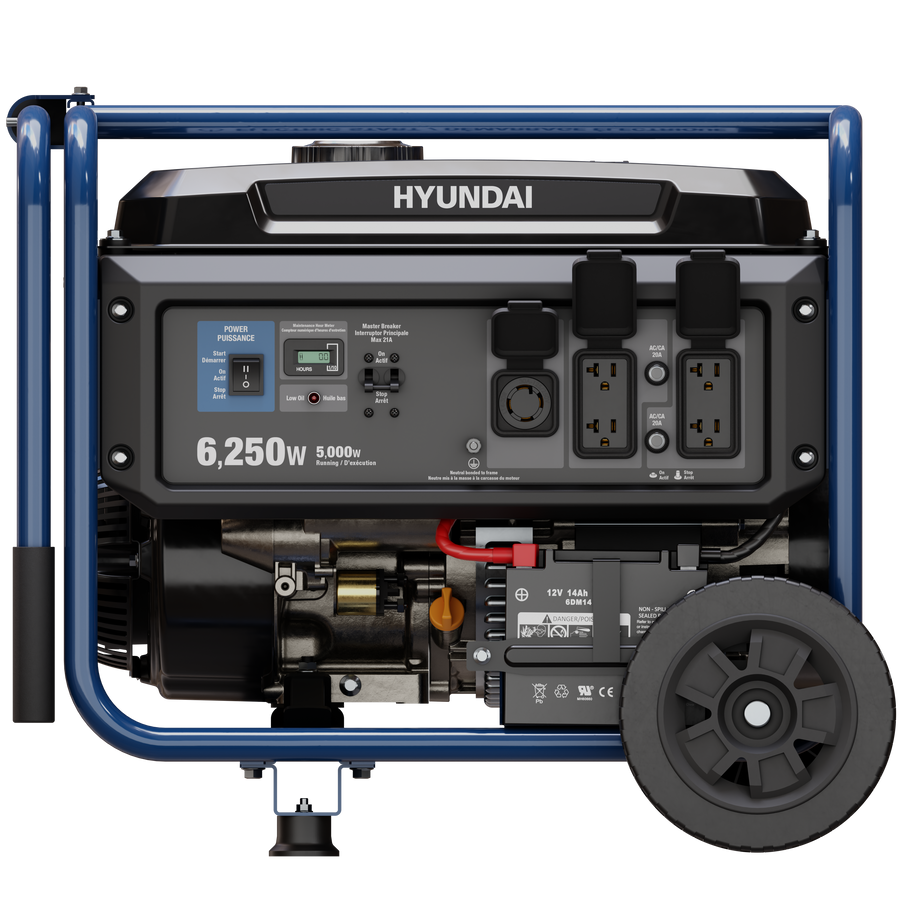 Hyundai HG6250E 6,250-Watt Gas Powered Portable Generator with Electri ...